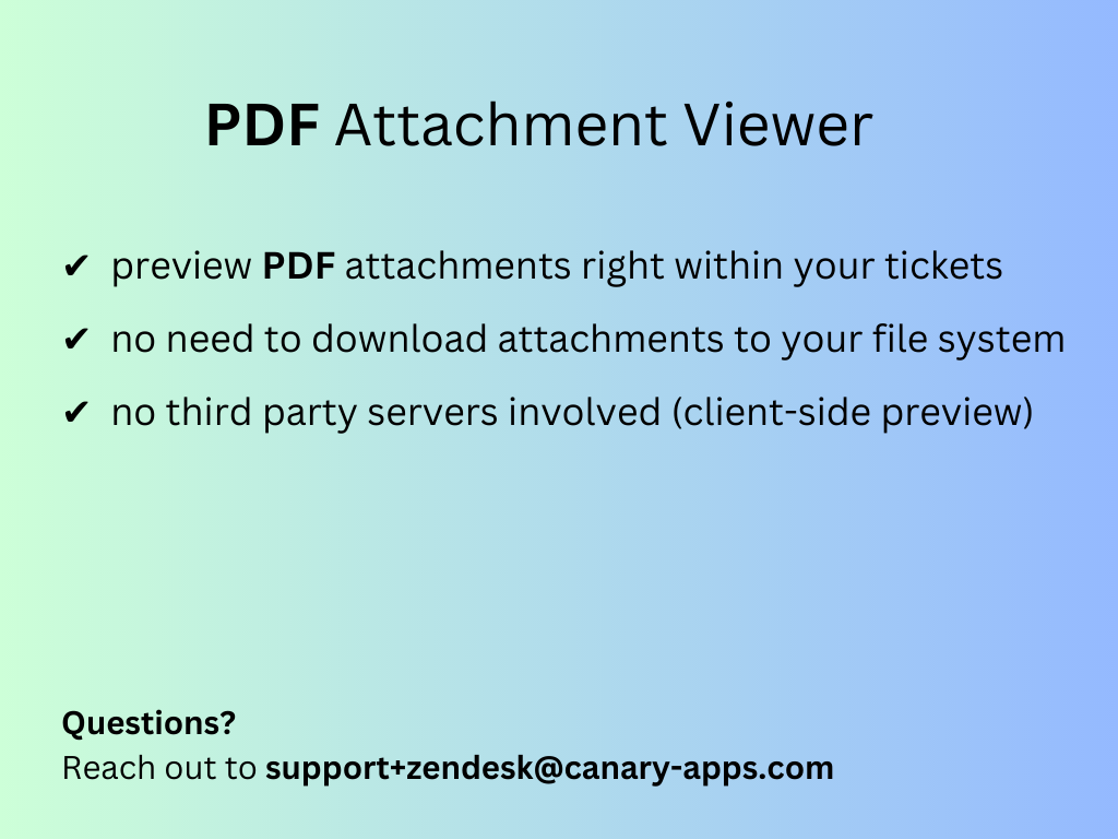 PDF Attachment Viewer App Integration with Zendesk Support