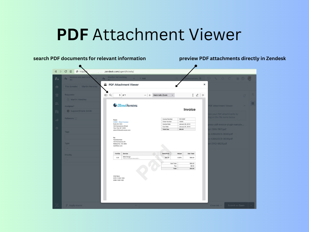 PDF Attachment Viewer App Integration with Zendesk Support